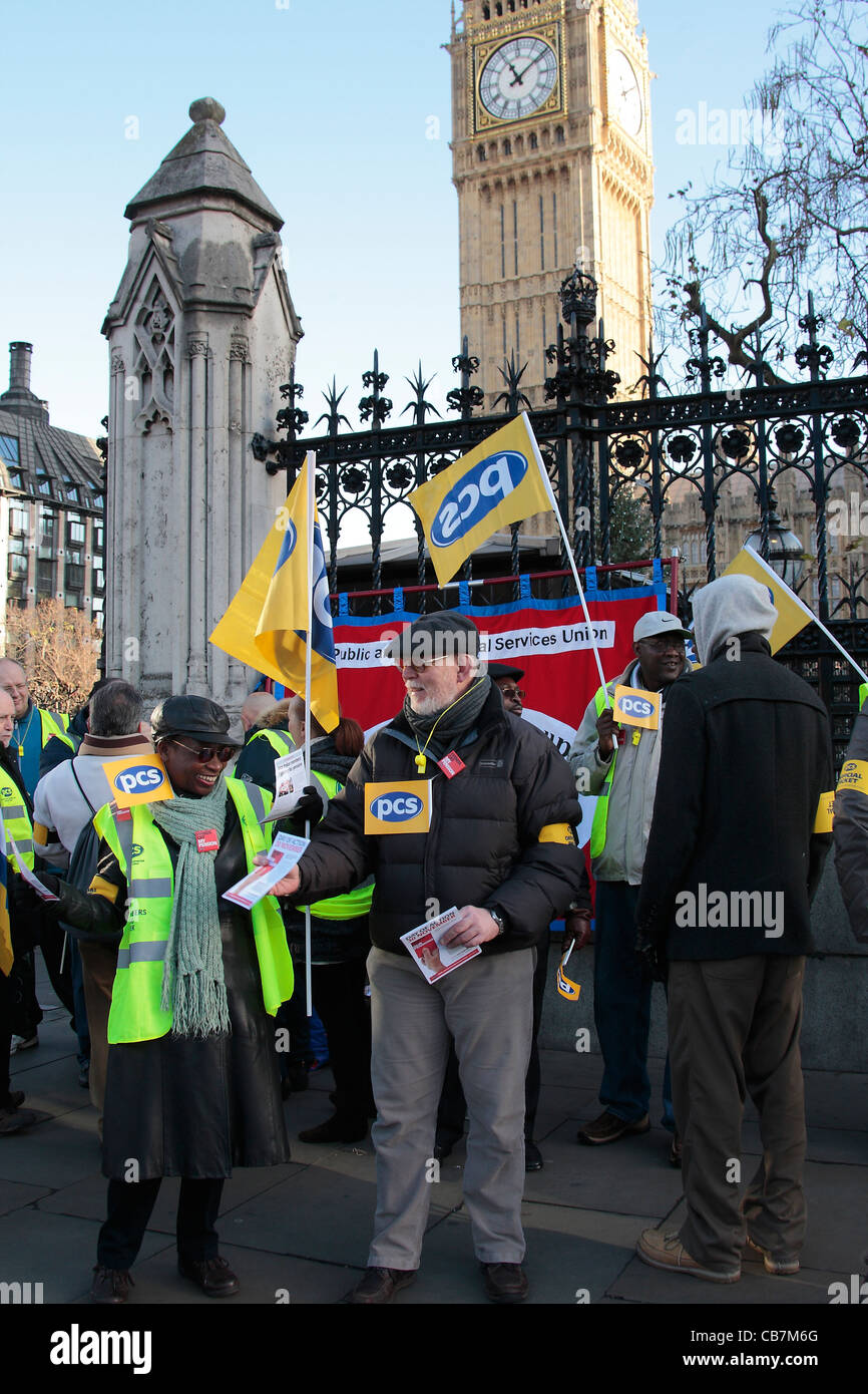 Striking public sector workers protest outside Parliament in London ...