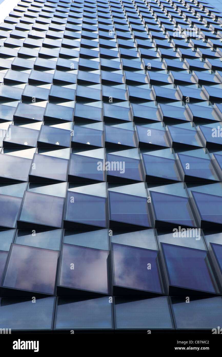 Architectural details of modernist office blocks, glass & steel facades ...