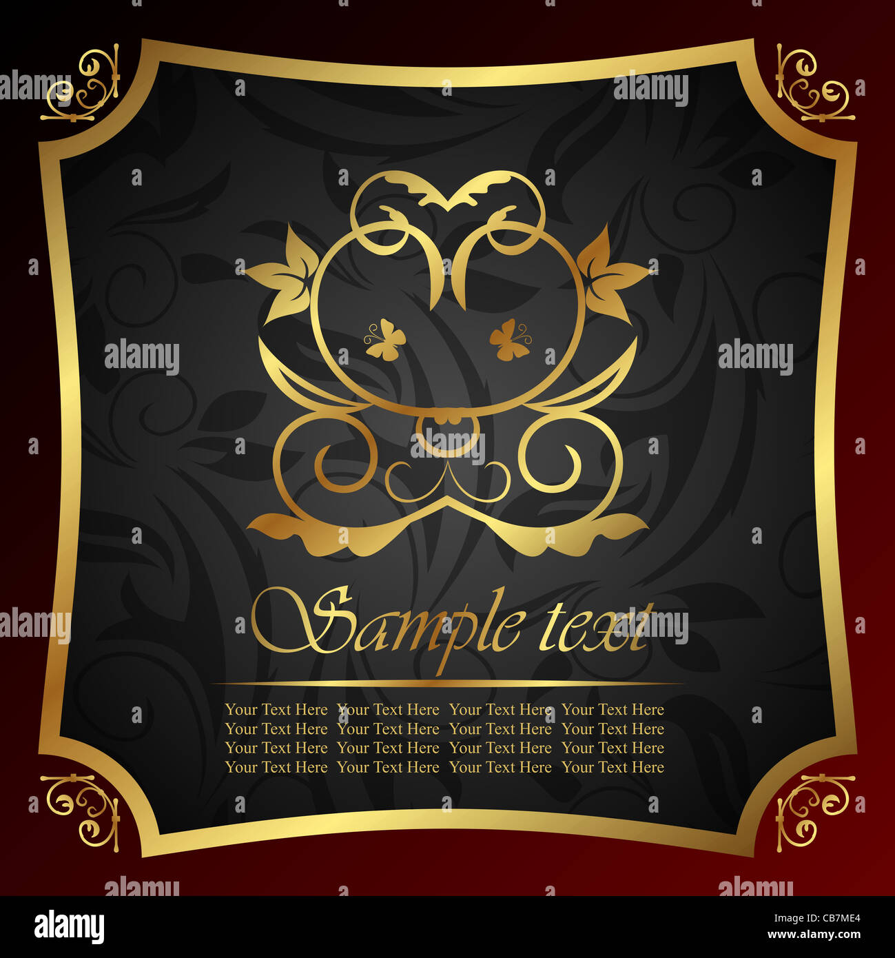 Illustration ornate decorative golden frame - vector Stock Photo - Alamy