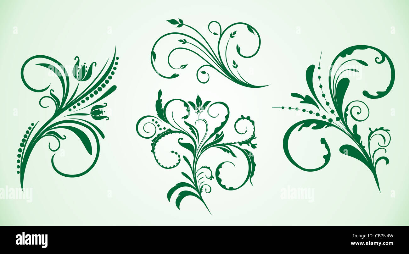 Illustration set floral ornate design elements - vector Stock Photo - Alamy