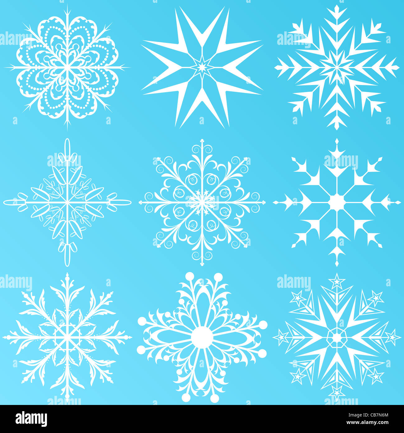 Illustration set variation snowflakes isolated - vector Stock Photo - Alamy