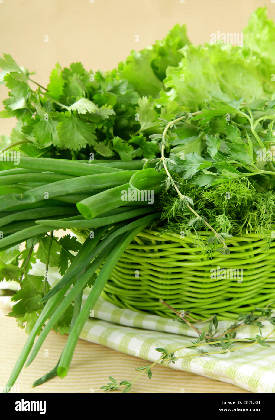 fresh green grass parsley dill onion herbs mix Stock Photo - Alamy