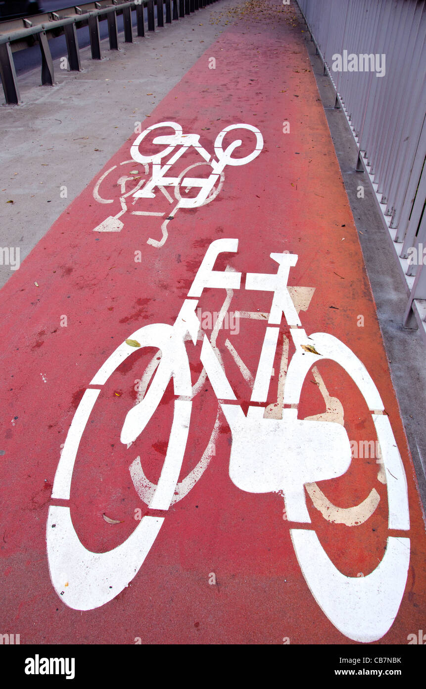 bicycle track signs in the modern city Stock Photo - Alamy