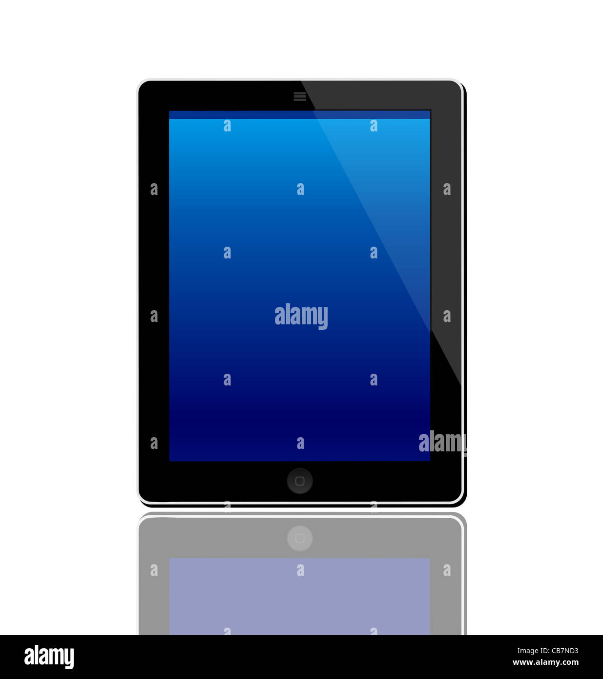 Illustration of the turned on computer tablet with reflection isolated ...