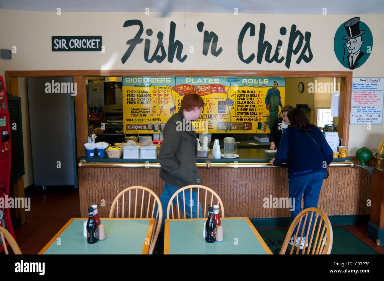 Fish And Chips restaurant interior Chatham, Cape Cod Stock Photo - Alamy