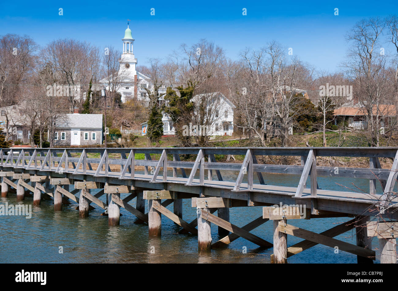 Uncle Tim's Bridge over inlet and First Congregational Church in ...