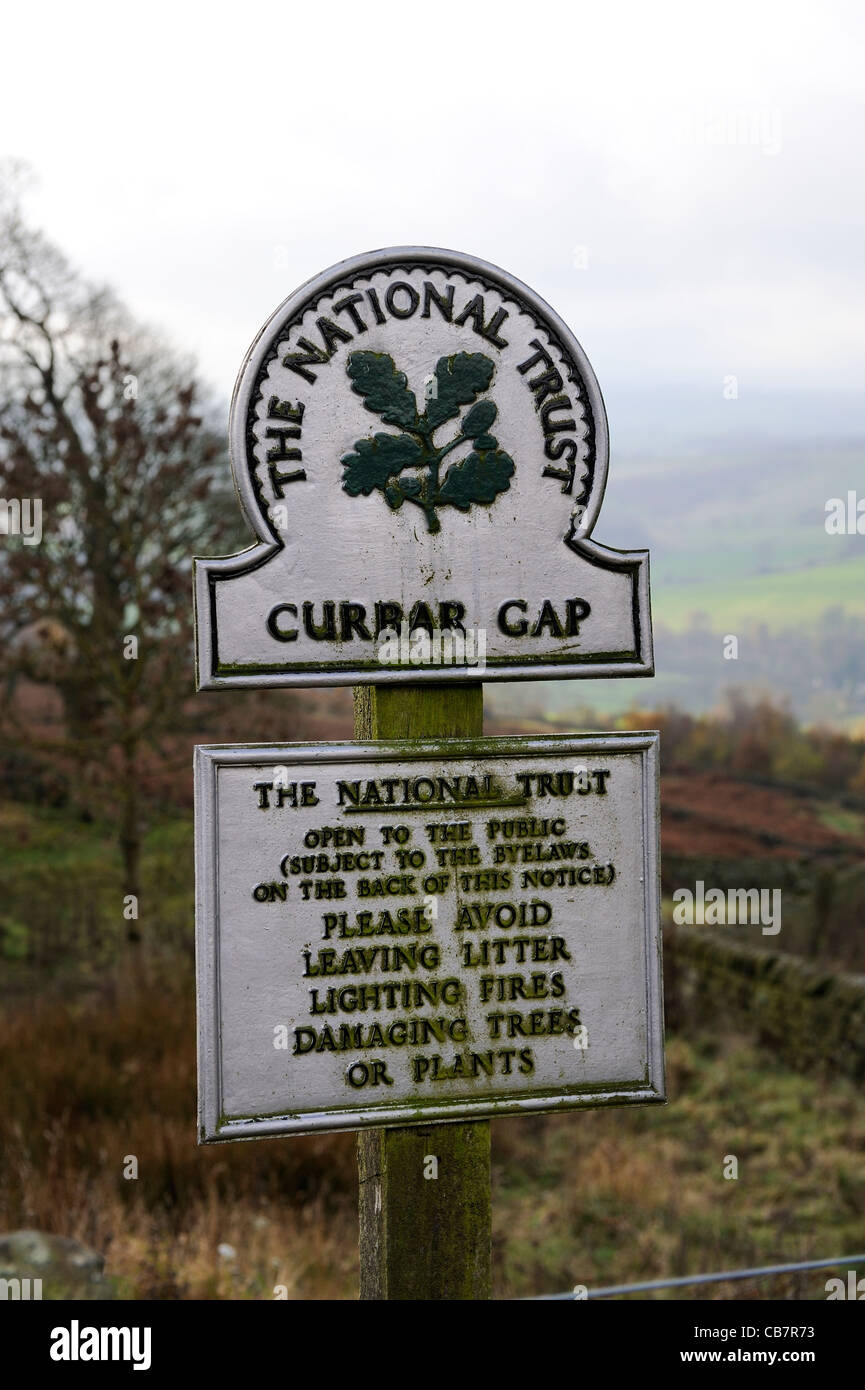 national trust curbar gap information sign derbyshire peak district ...