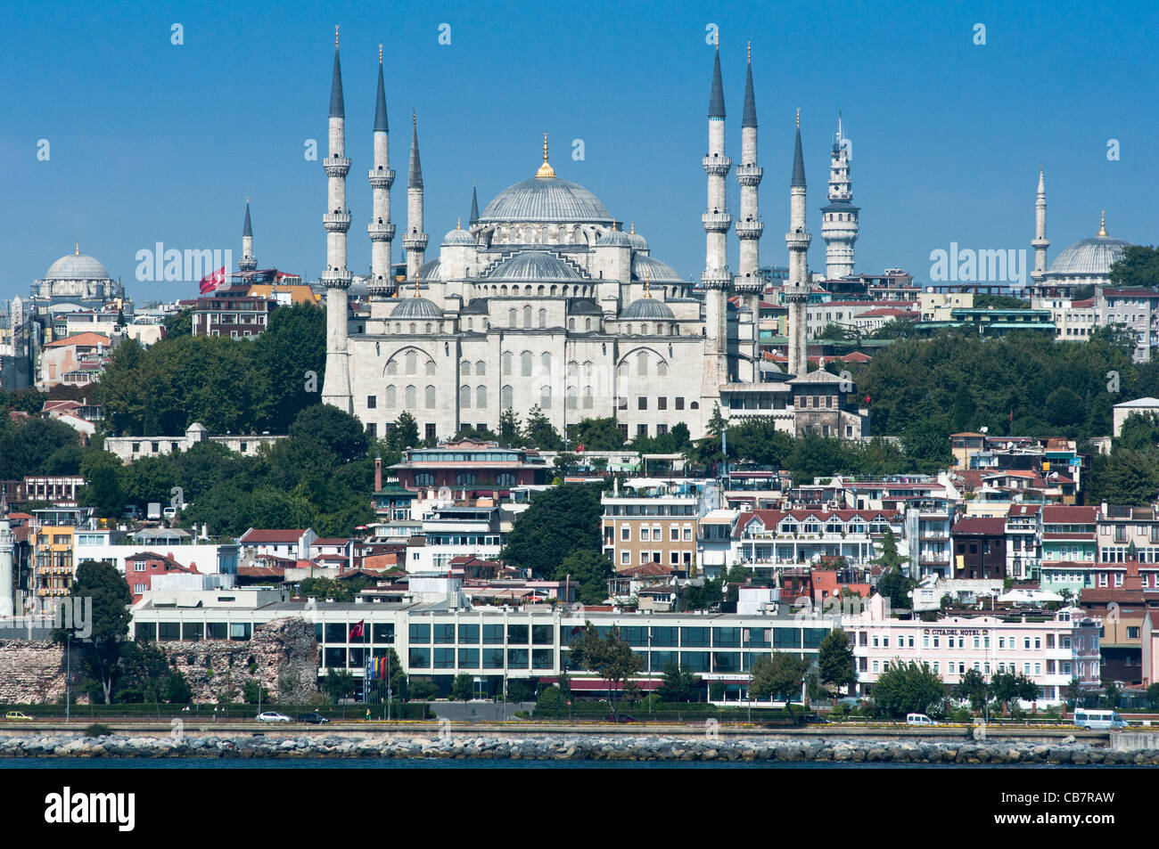 The iconic Blue Mosque in Istanbul, seen from the Bosporus. Turkey ...