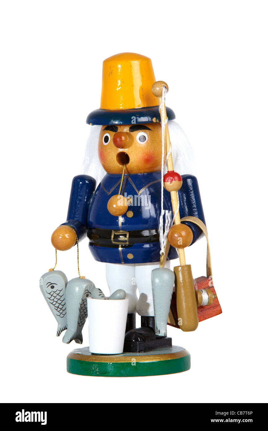 Traditional Wooden figure(German incense) smoker as fisherman in front ...