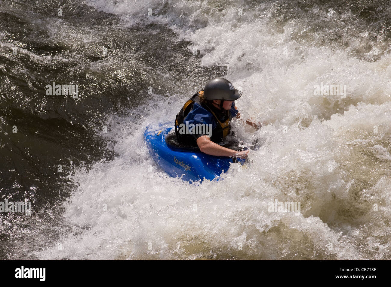 Man Extreme Whitewater Kayaking Stock Photo - Alamy