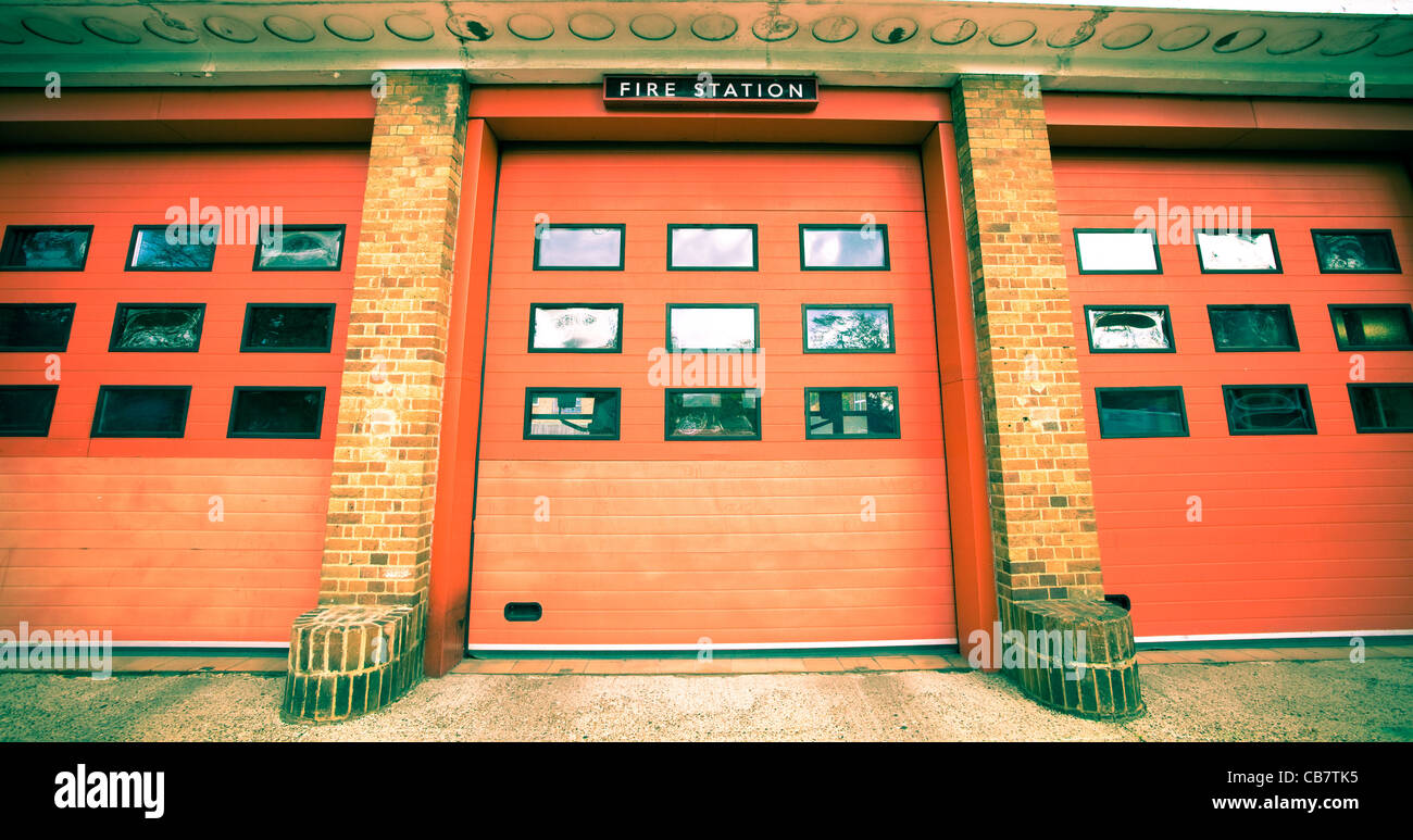 Nice vintage toned image of a fire station in the UK Stock Photo - Alamy