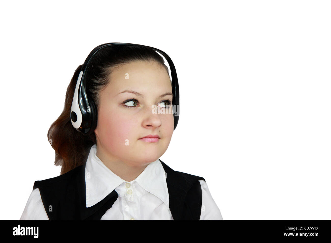 a young office worker girl in headphones operator Stock Photo - Alamy