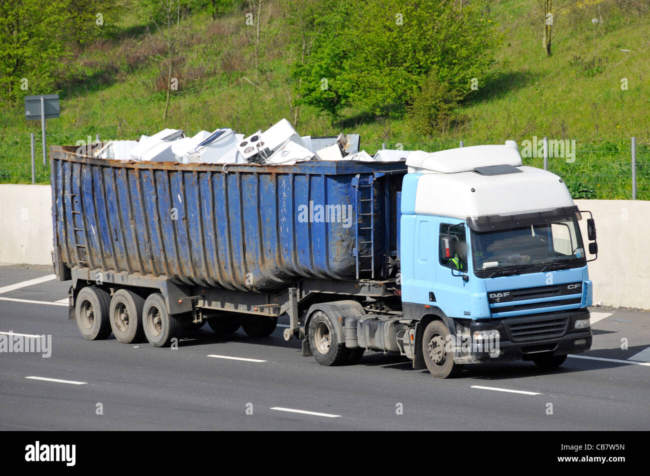 Unmarked scrap metal hgv lorry truck with articulated trailer loaded ...