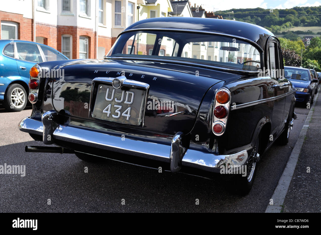 Rear view of Humber Super Snipe Series III in a side street in Sidmouth ...