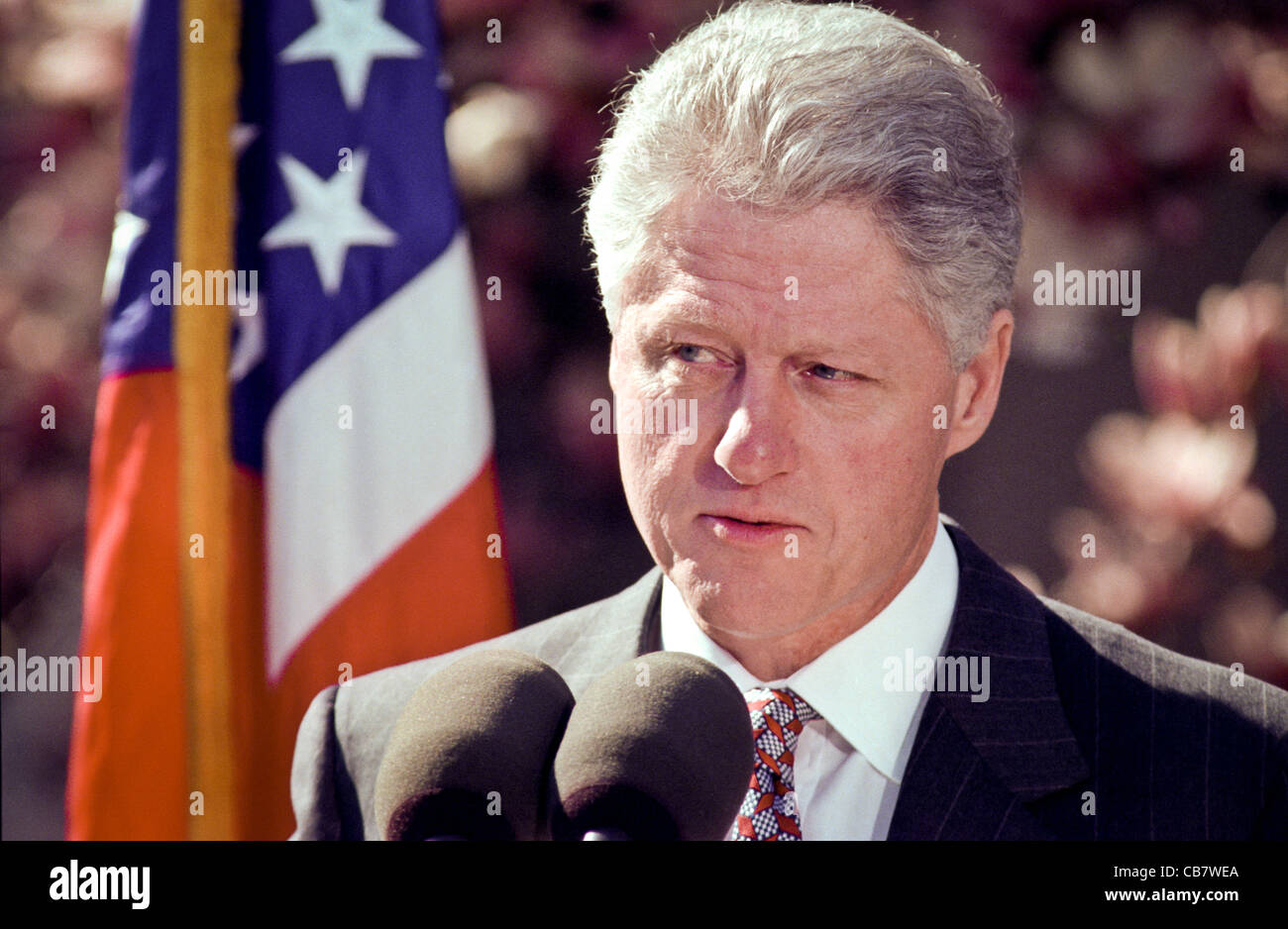 US President Bill Clinton makes a statement on Social Security reform ...