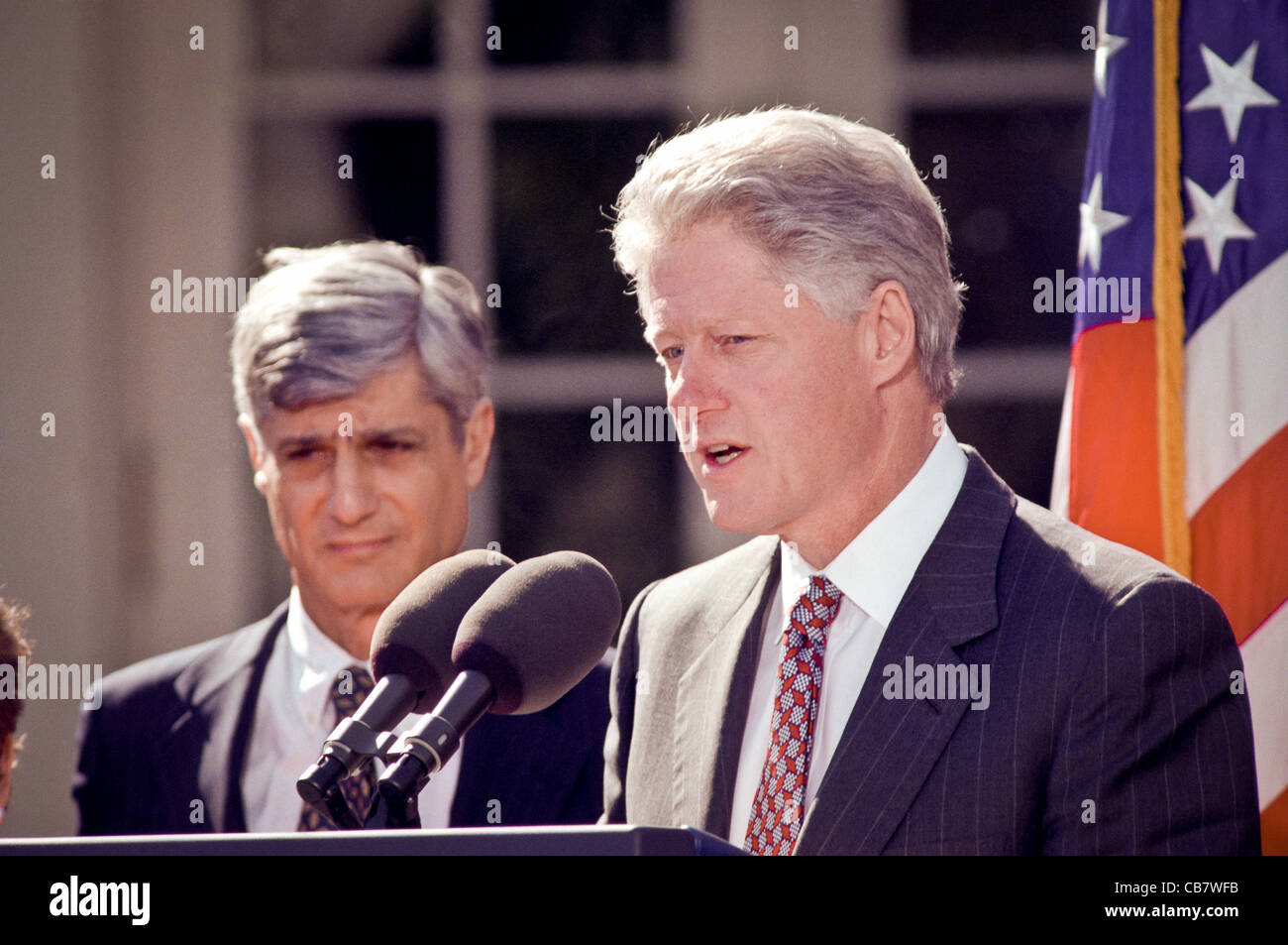US President Bill Clinton makes a statement on Social Security reform ...