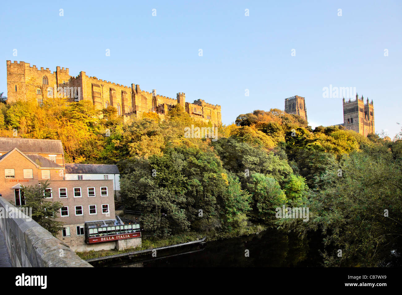 Durham Castle and Cathedral panoramic view on the skyline in soft ...