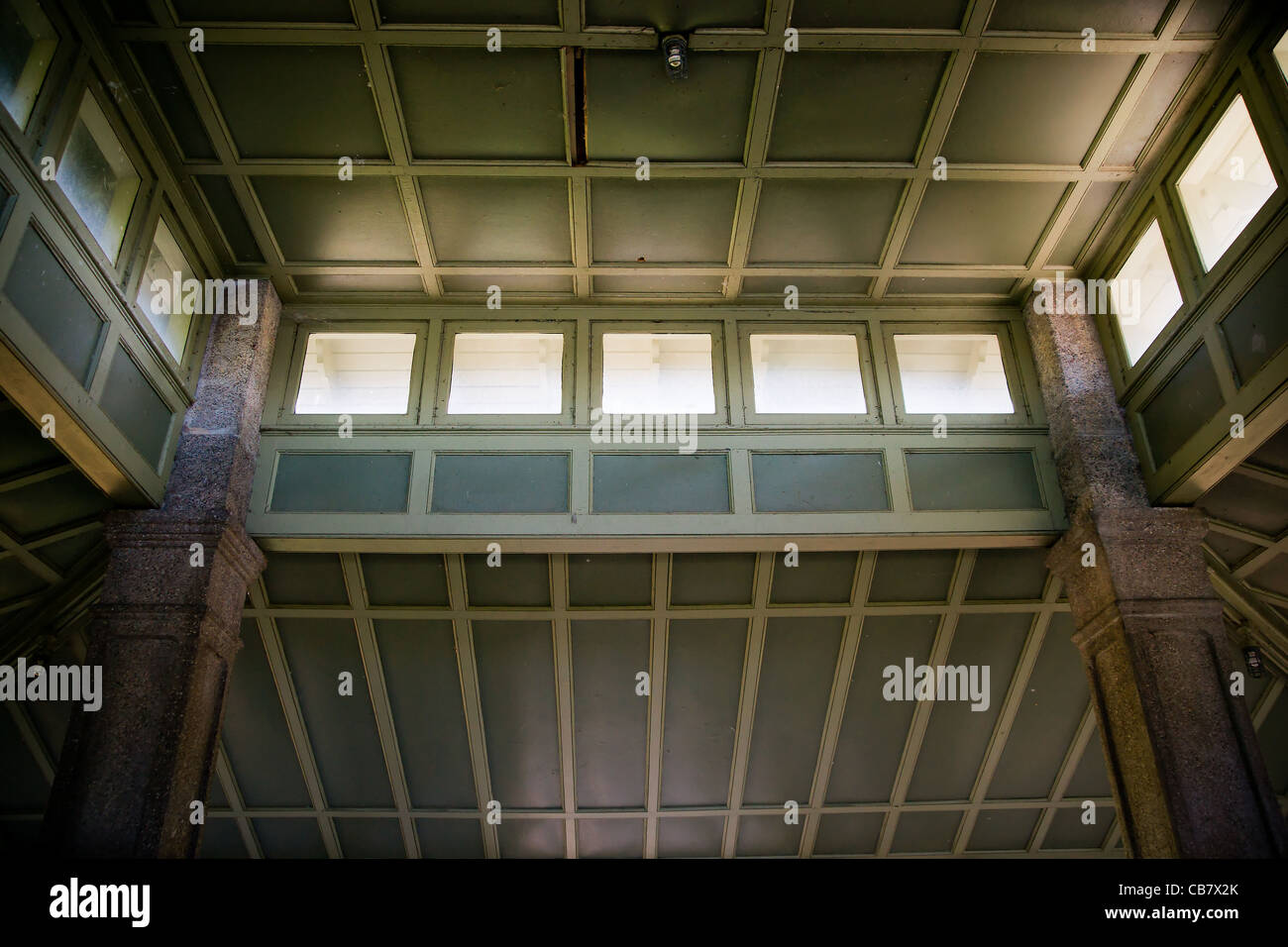 Interior architectural detail of the ceiling of the historic pavilion ...