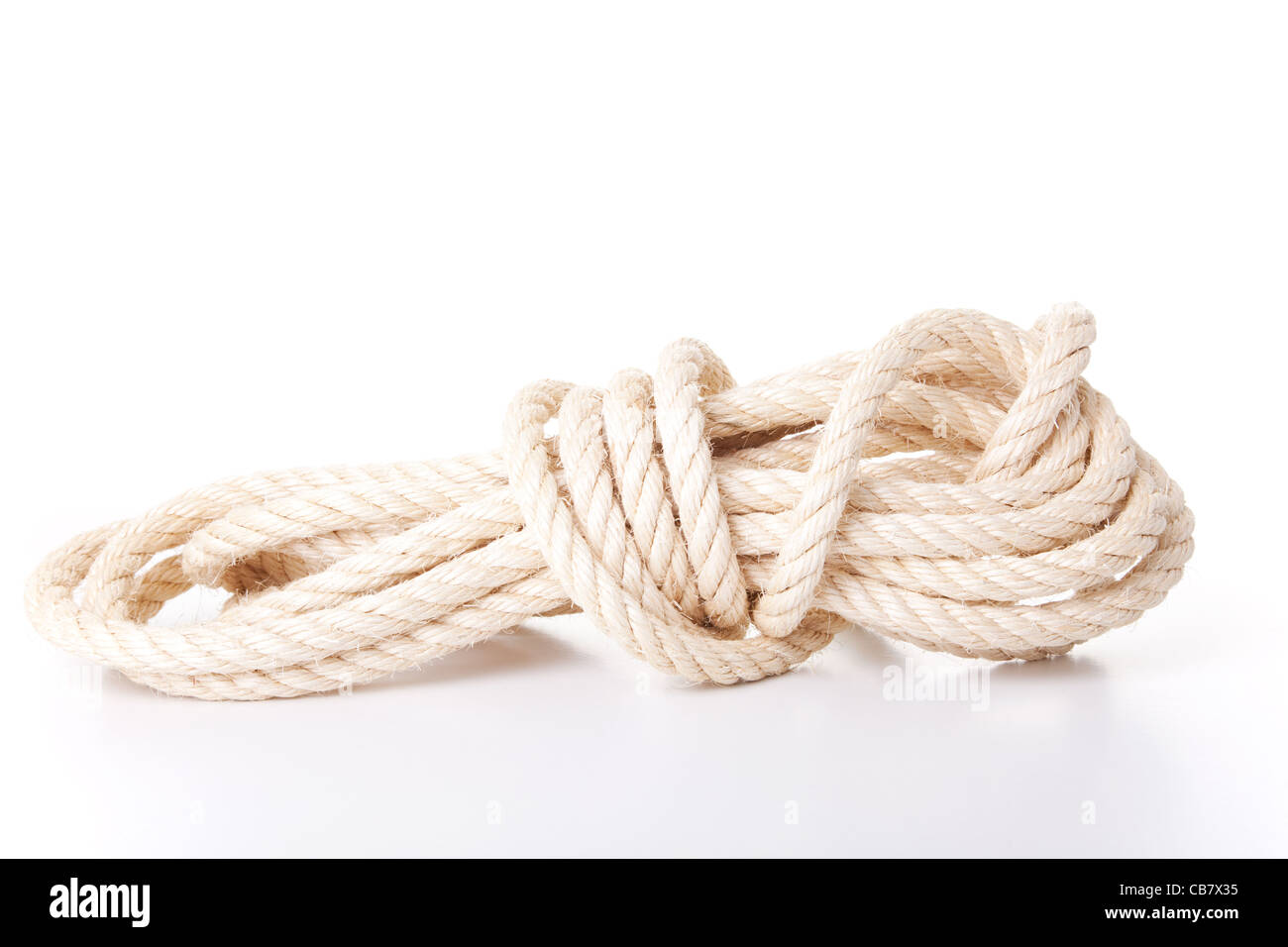 strong piece of rope isolated on white Stock Photo - Alamy