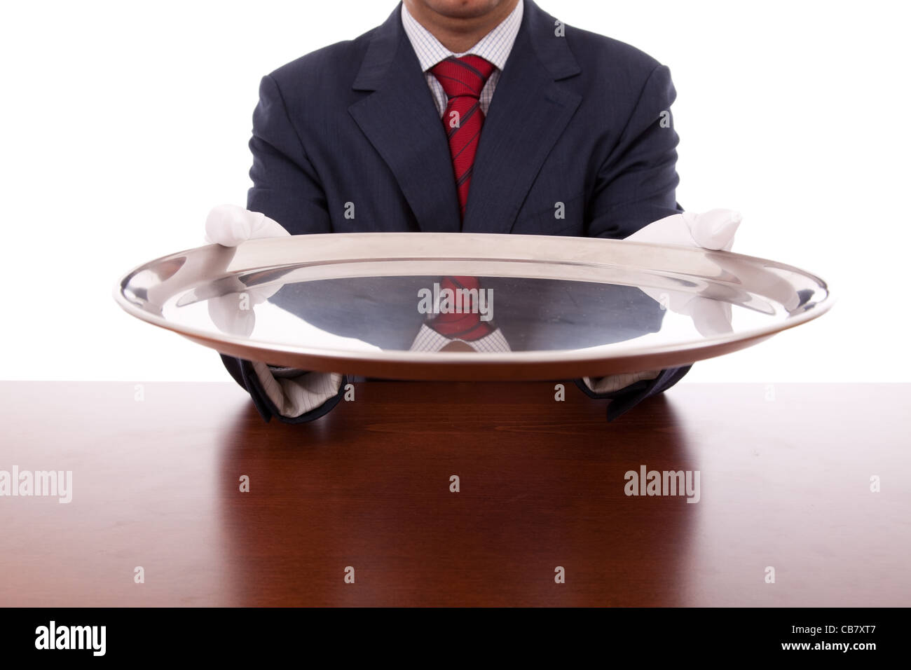 businessman at the office ready to serve all your needs (isolated on ...