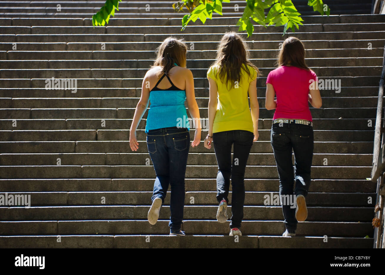 Girls walking on steps, Odessa, Ukraine Stock Photo - Alamy