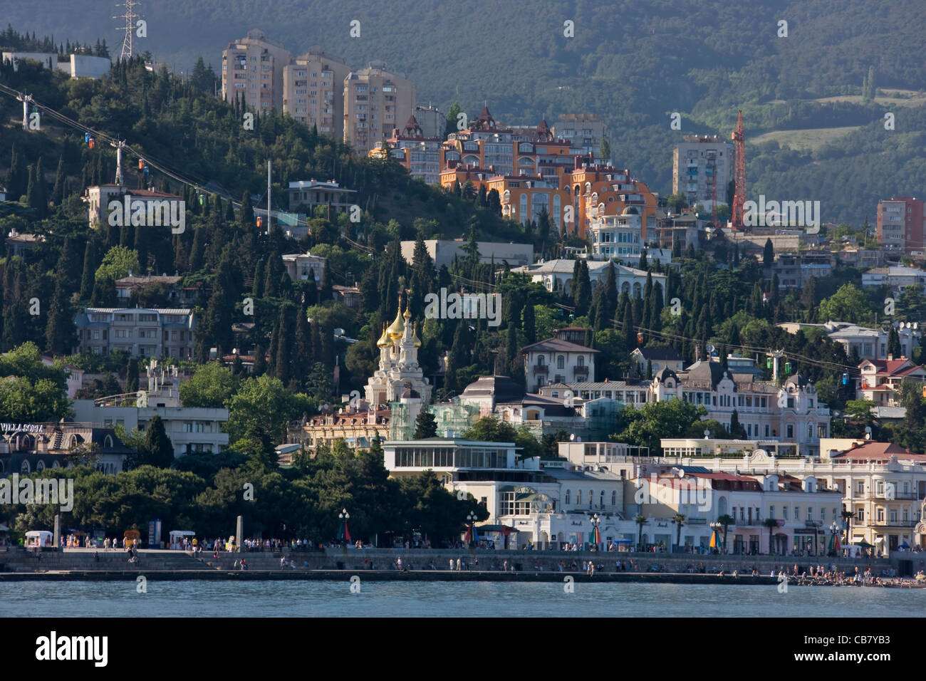 Cityscape of Yalta along the Black Sea, Yalta, Crimea, Ukraine Stock ...