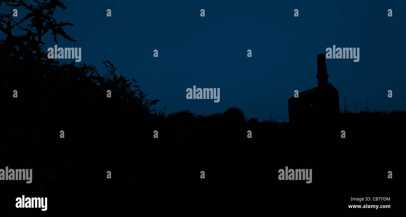 Trebarwith Slate mine at night Stock Photo - Alamy