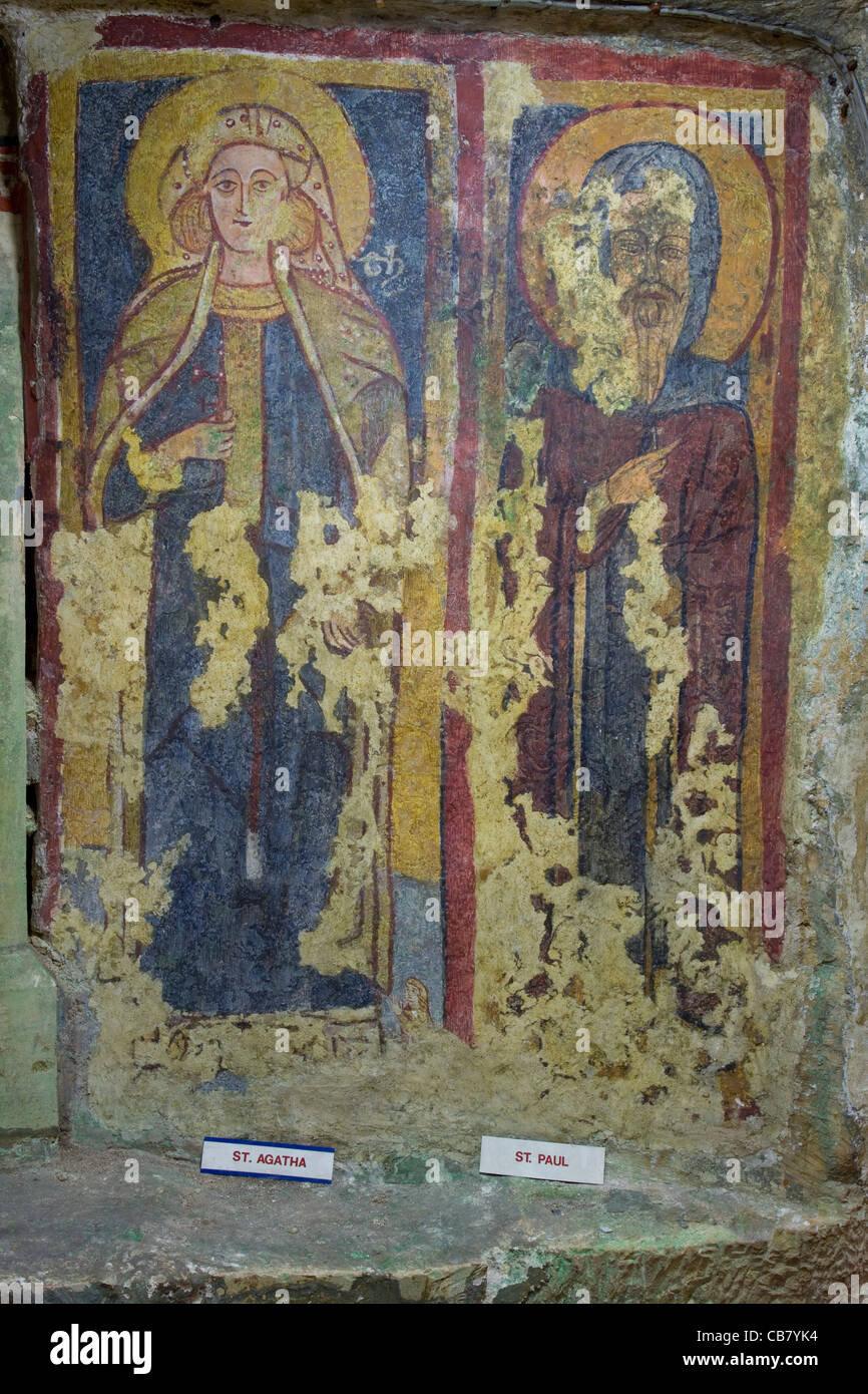 Rabat: St. Agatha's Catacombs - St Agatha & St. Paul fresco Stock Photo ...