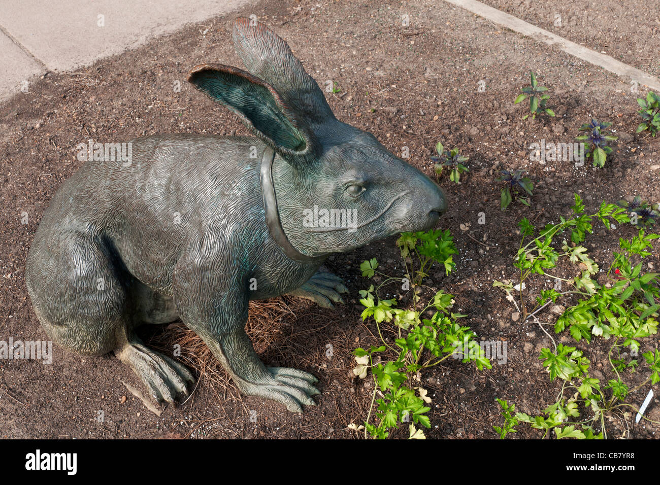 Alabama, Birmingham, Birmingham Botanical Gardens, rabbit sculpture ...
