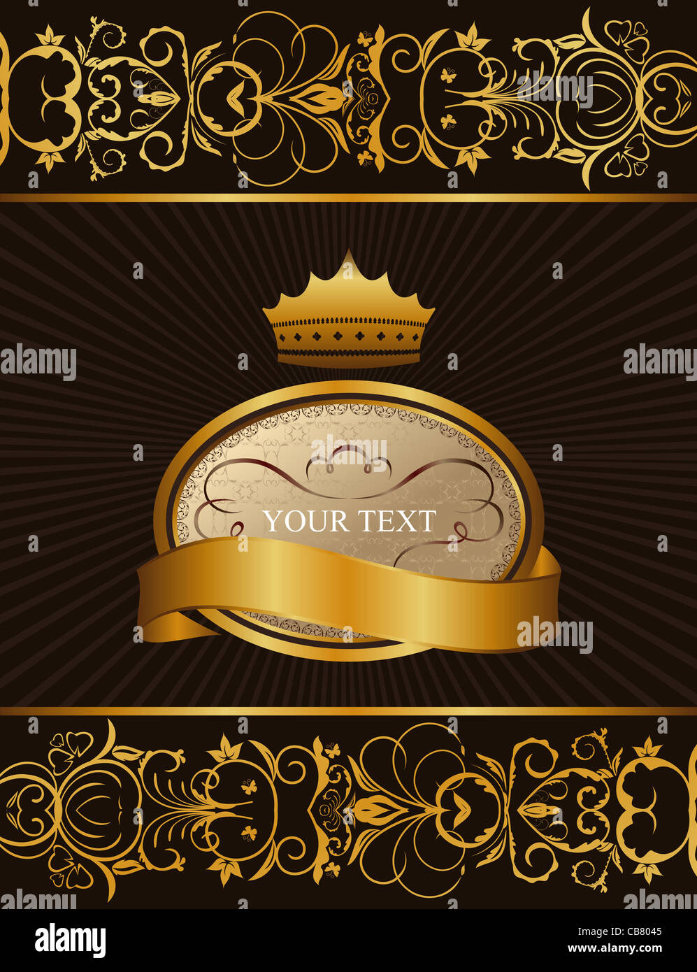 Illustration royal background with golden frame and heraldic crown ...