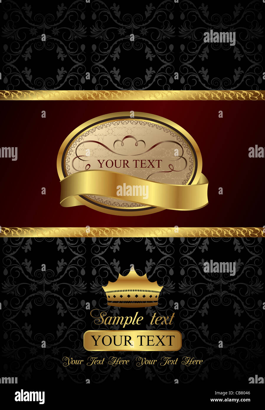 Illustration royal background with golden frame and heraldic crown ...