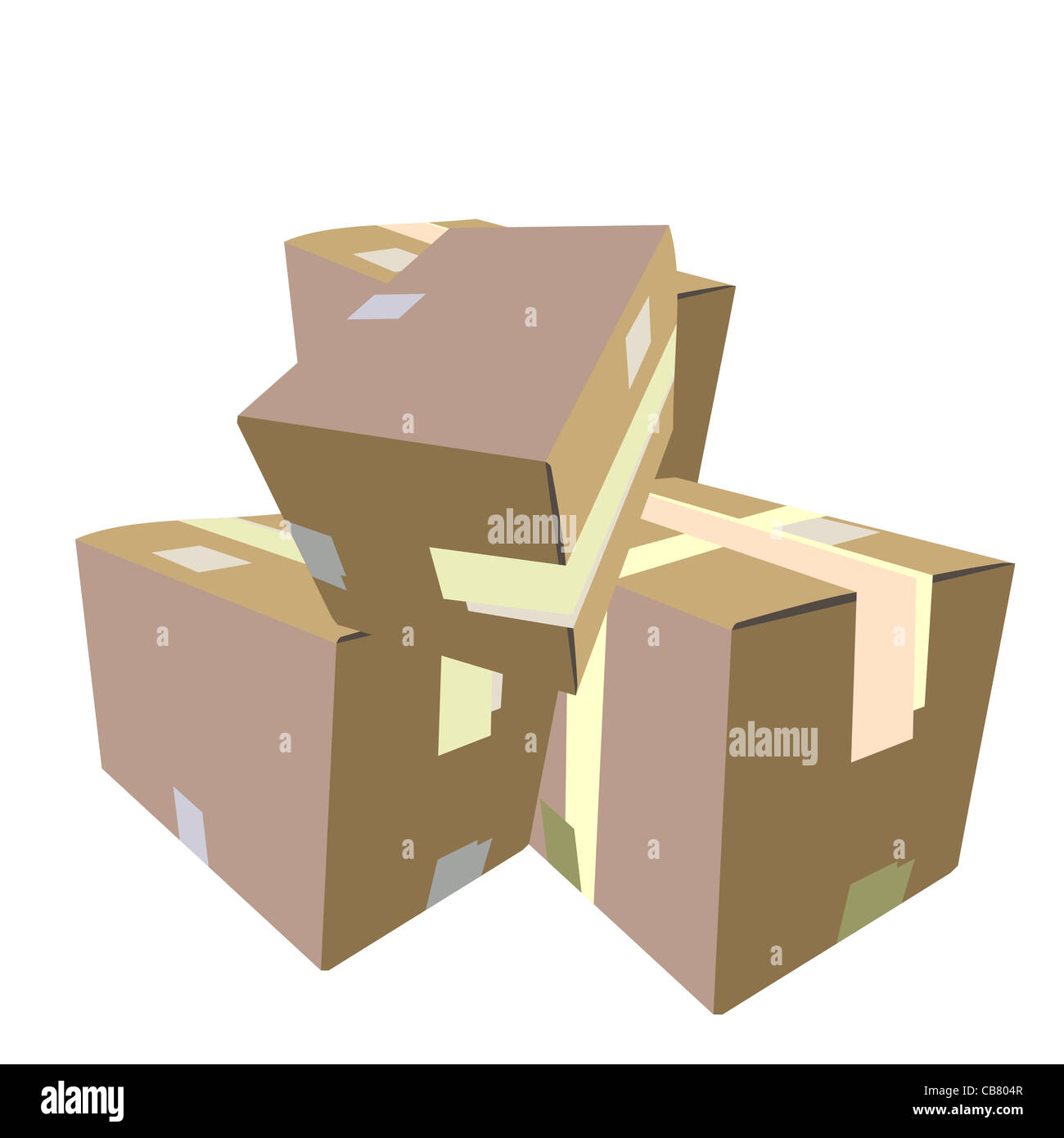 Realistic illustration of set boxes (cardboard, cartons, packing ...