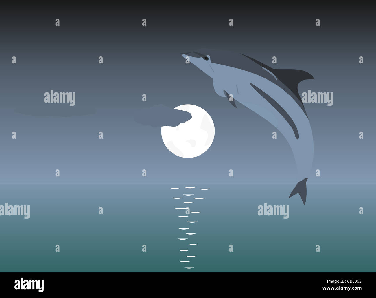 Illustration of a jumping dolphin - vector Stock Photo - Alamy