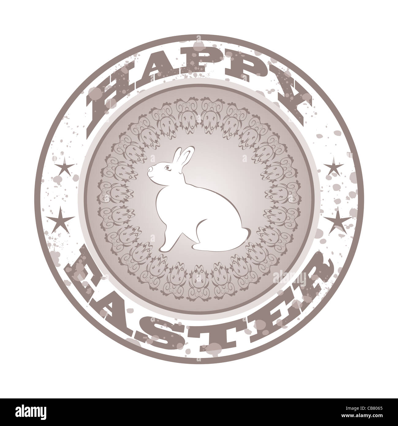 Illustration Easter grunge stamp with bunny - vector Stock Photo - Alamy