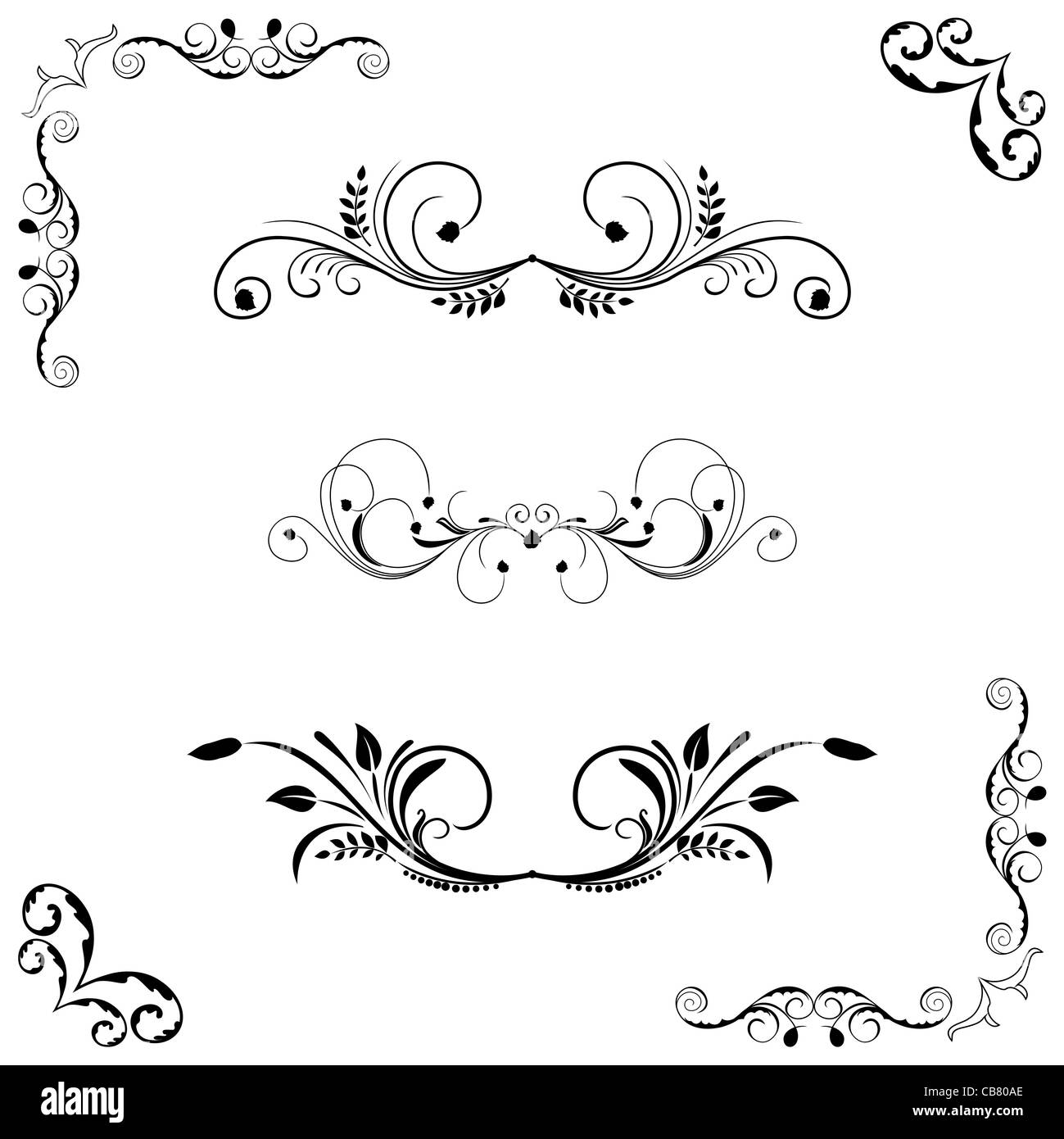 Illustration set floral ornate design elements - vector Stock Photo - Alamy