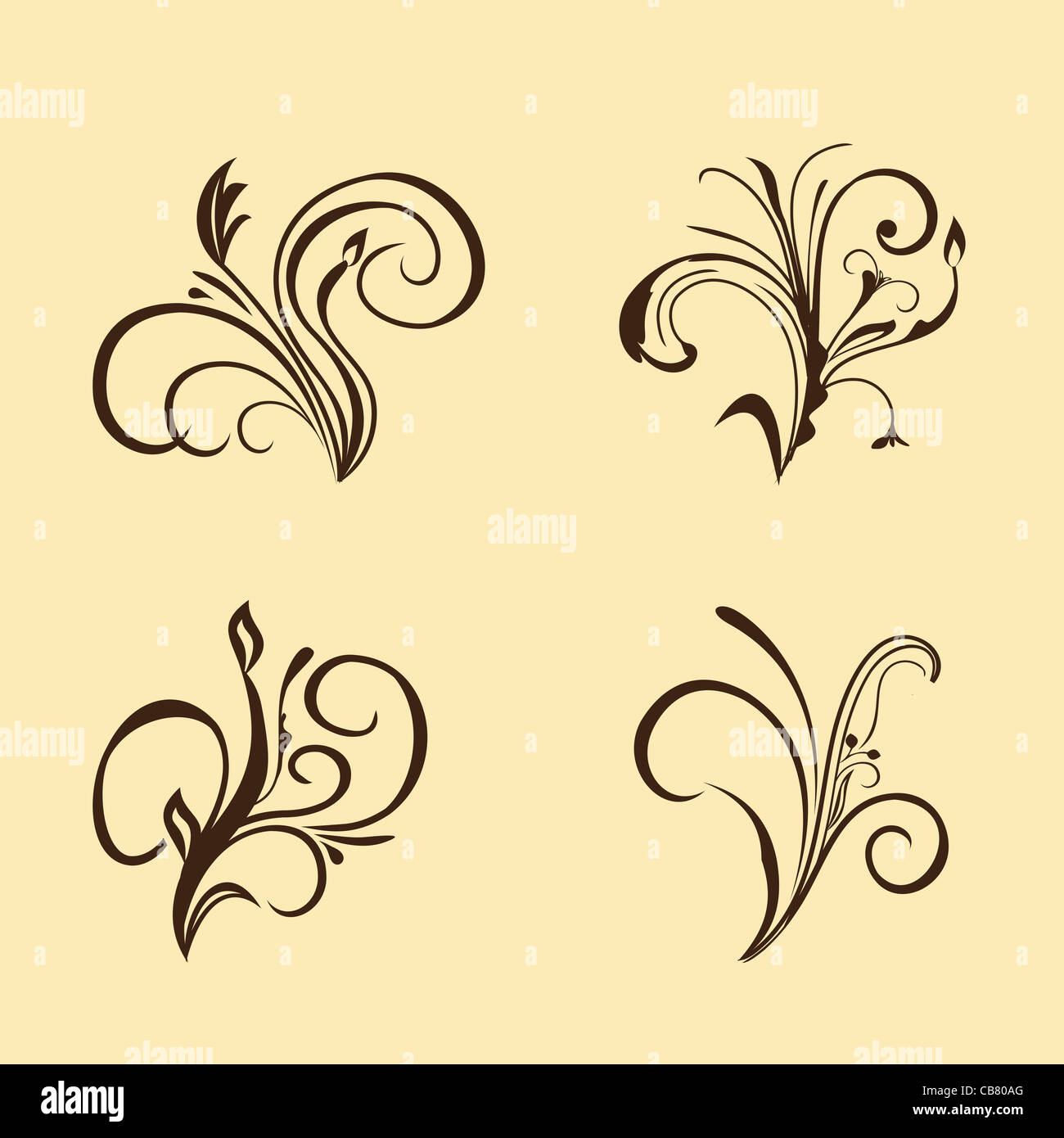 Illustration set floral ornate design elements - vector Stock Photo - Alamy