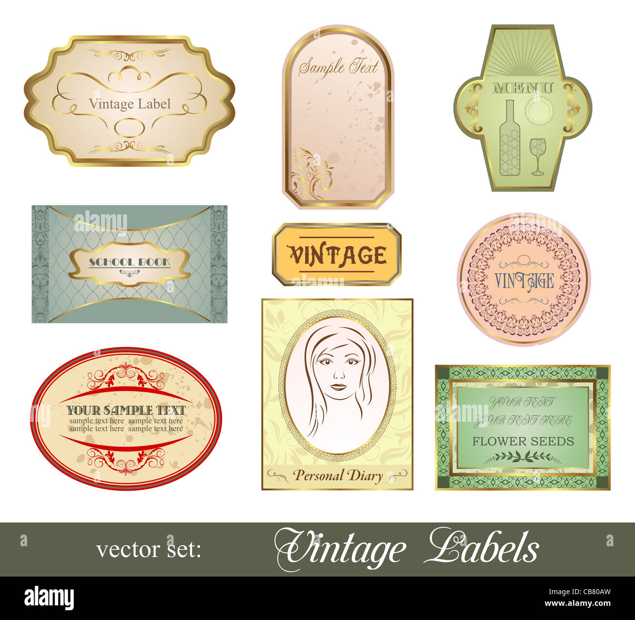 Illustration set retro variation vintage labels - vector Stock Photo ...