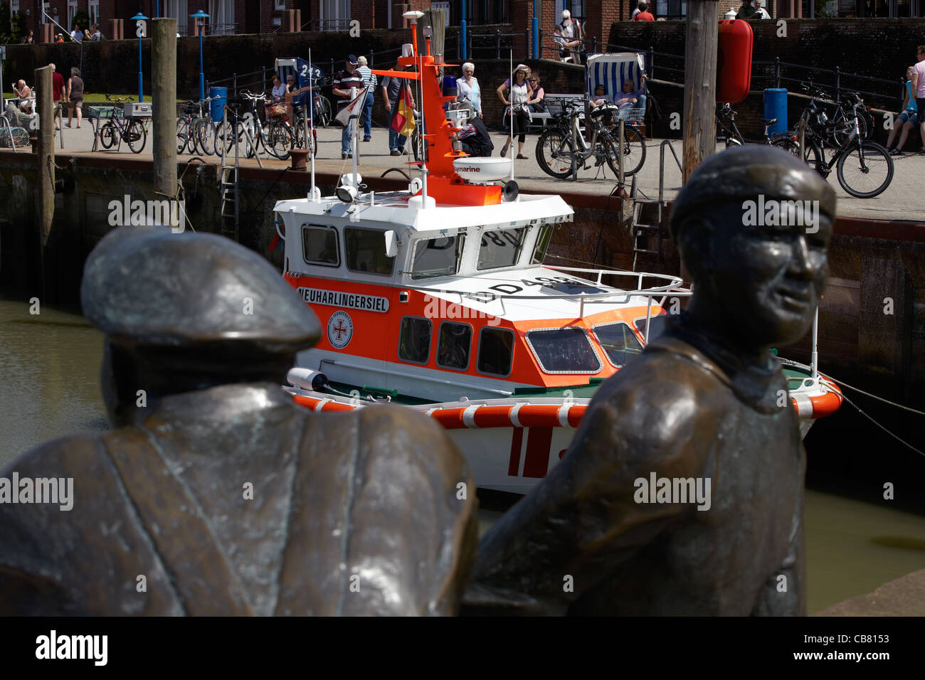 Rescue boat in the harbor of Neuharlingersiel Stock Photo - Alamy