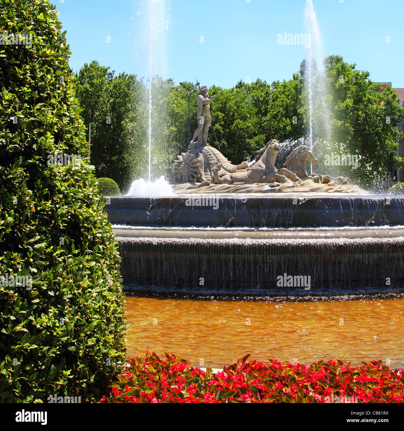 Madrid Neptuno fountain in Paseo de la Castellana Spain Stock Photo - Alamy