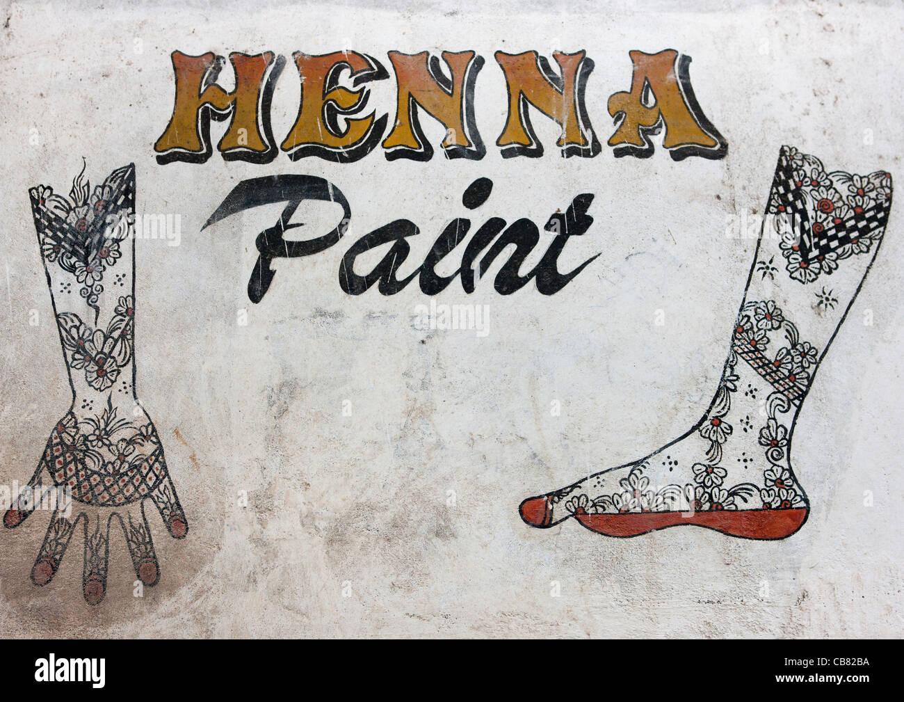 Henna Paint Sign Painted On A Wall, Lamu, Kenya Stock Photo - Alamy