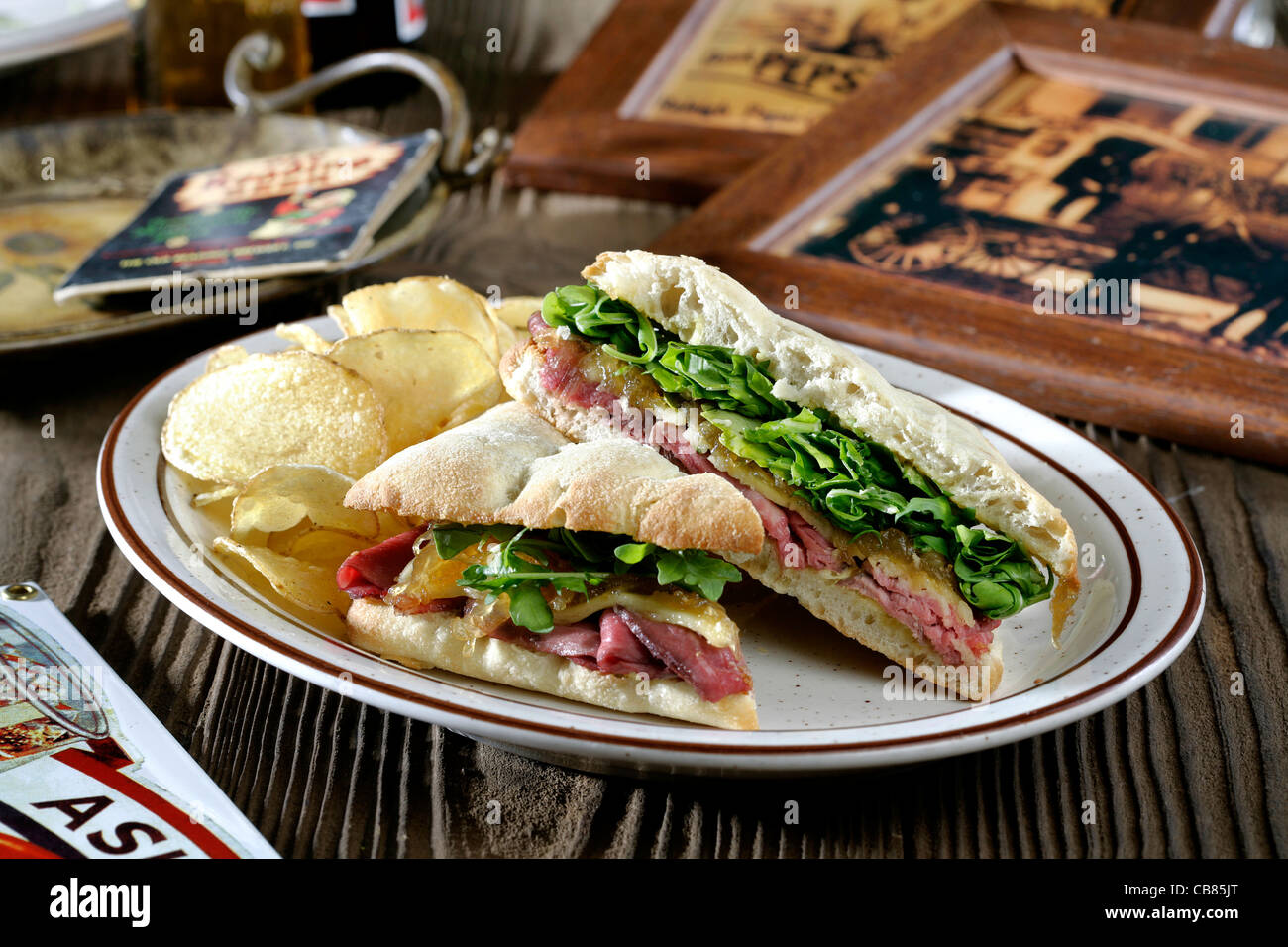 roast beef and rocket sandwich Stock Photo - Alamy