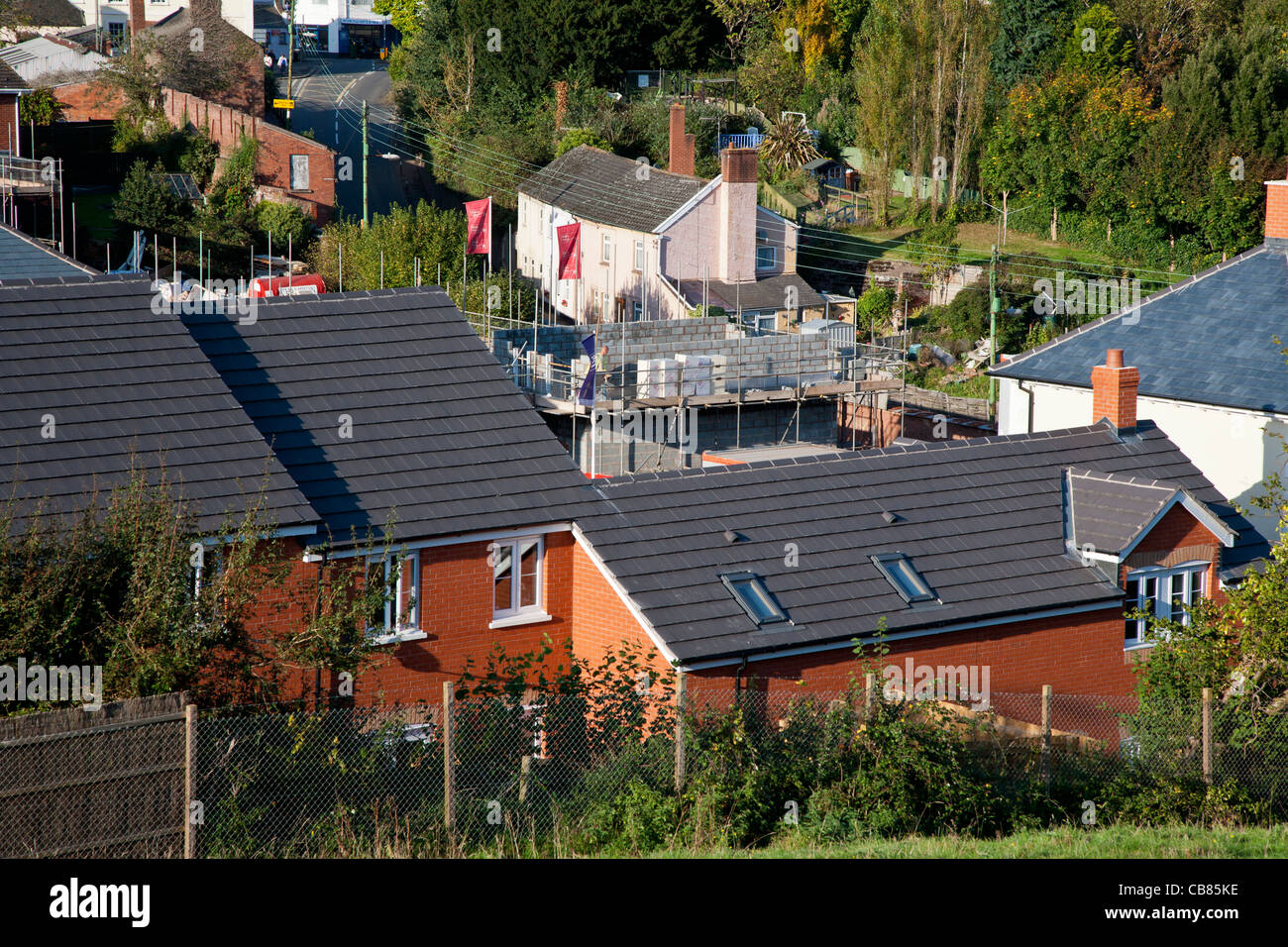 New building construction on previously green field site in Crediton ...