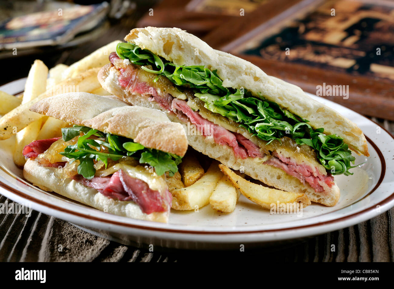 roast beef and rocket sandwich Stock Photo - Alamy