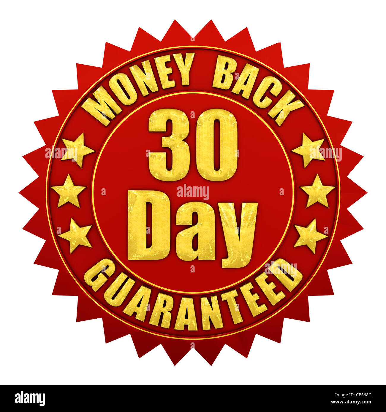 30 day money back guaranteed , red and gold warranty label isolated on ...