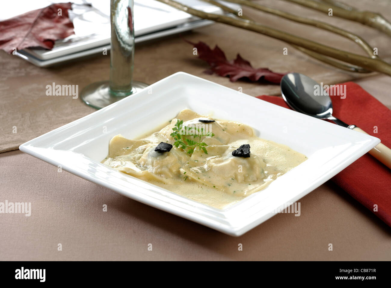 Ravioli with duck liver and foie gras hi-res stock photography and ...