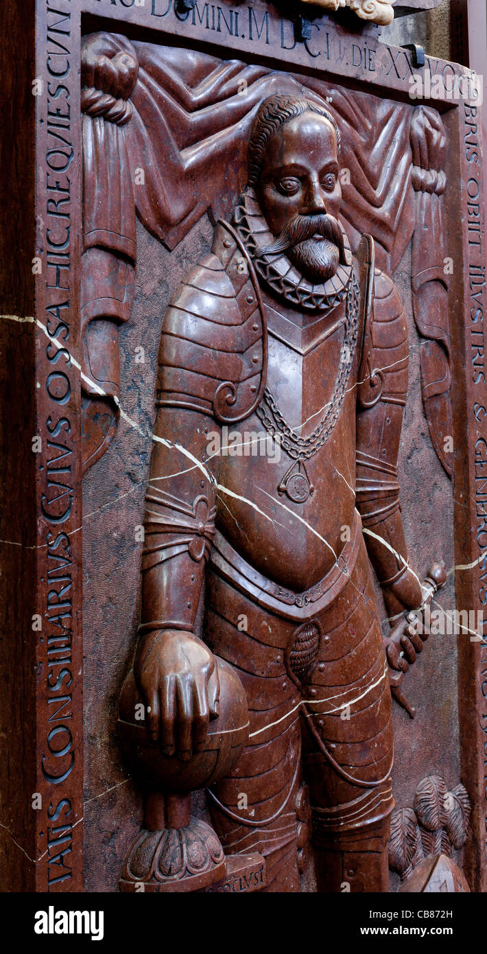 The grave of famous Danish astronomer Tycho Brahe inside the Tyn Church ...