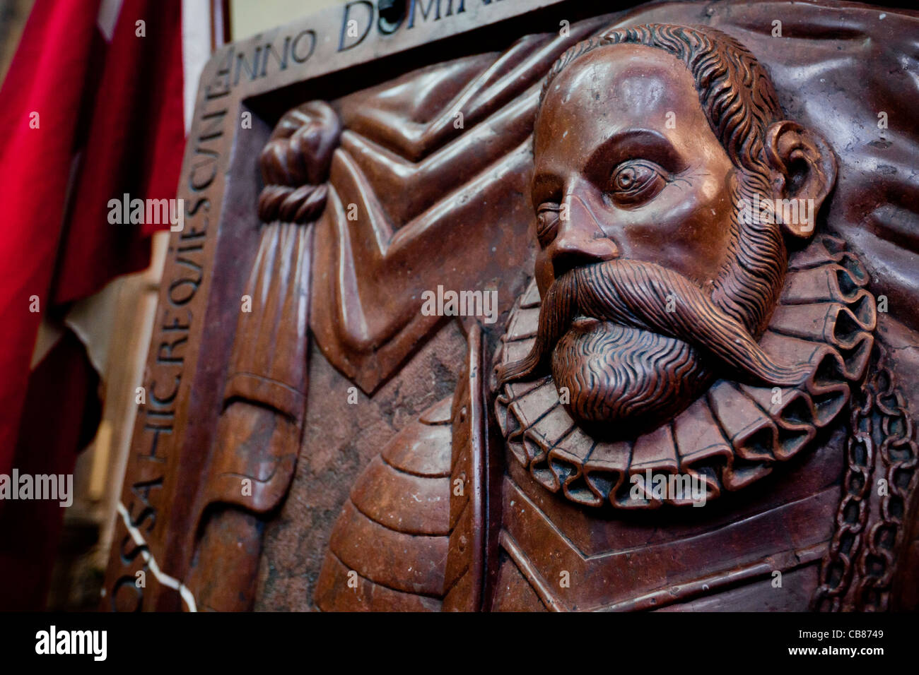 The grave of famous Danish astronomer Tycho Brahe inside the Tyn Church ...