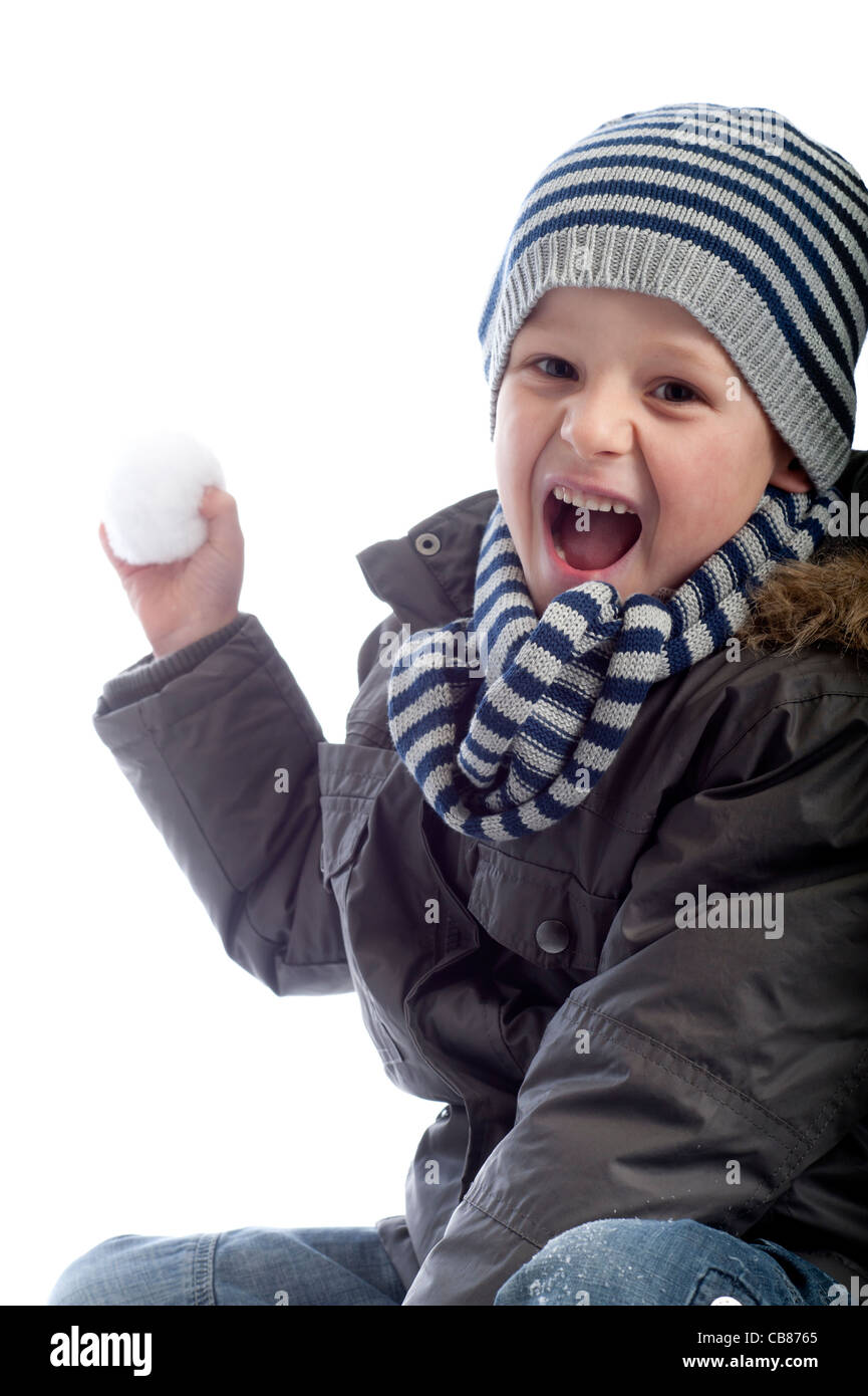 boy throwing a snow ball Stock Photo - Alamy