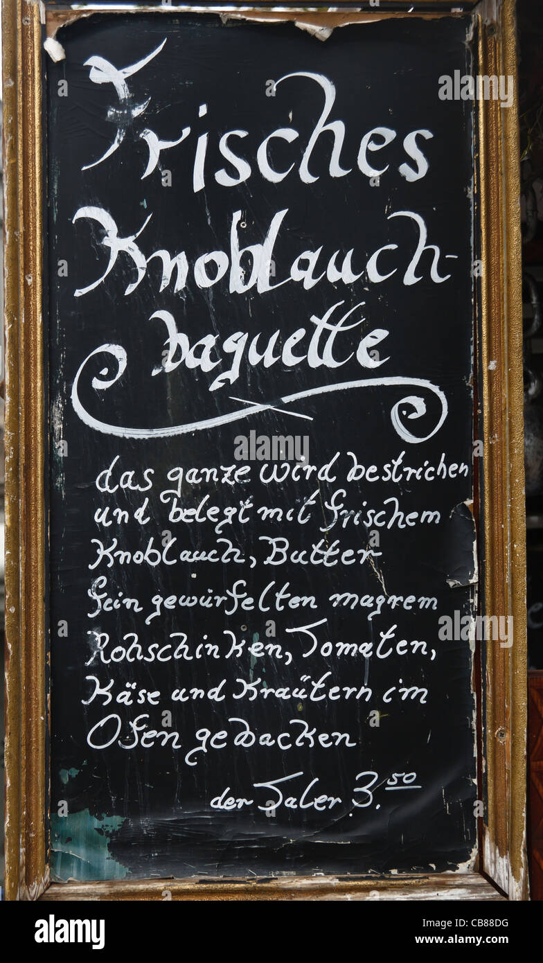 Food stall menu board at Harbor Festival in Historic Harbor, Berlin ...