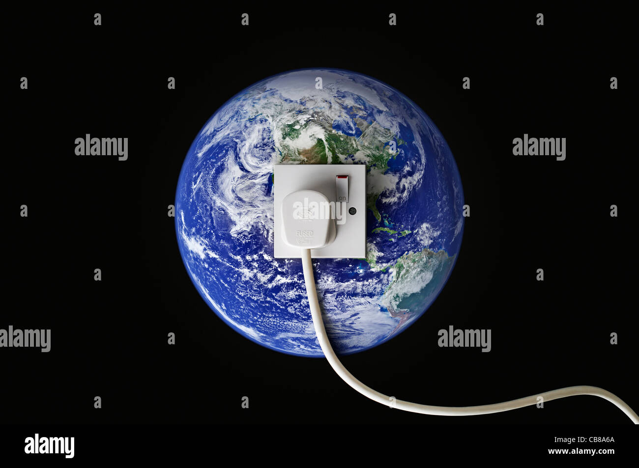 Power Cable Connected to Planet Earth Stock Photo - Alamy
